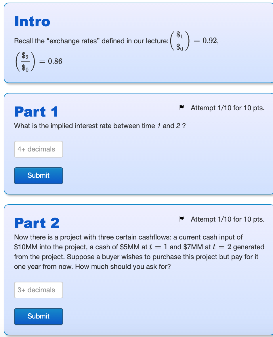 Solved Intro Recall the "exchange rates" defined in our | Chegg.com