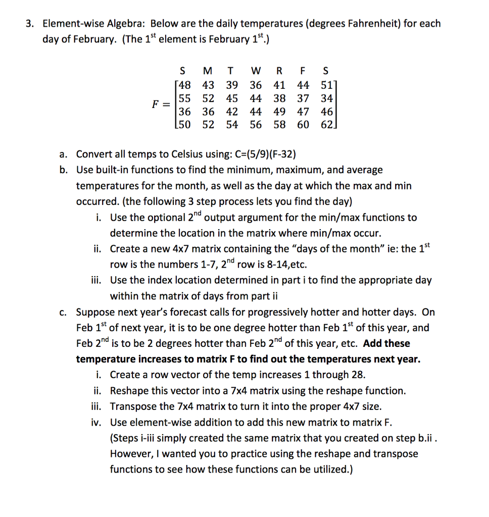 Solved Element-wise Algebra: Below are the daily | Chegg.com