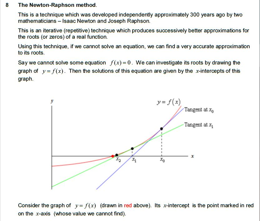 Solved 8 The Newton-Raphson method. This is a technique | Chegg.com