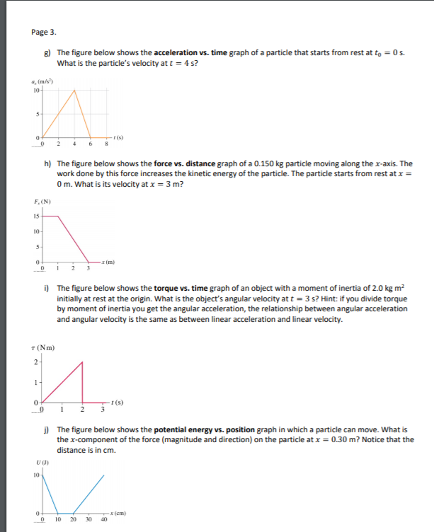 Solved Page 3. g) The figure below shows the acceleration | Chegg.com