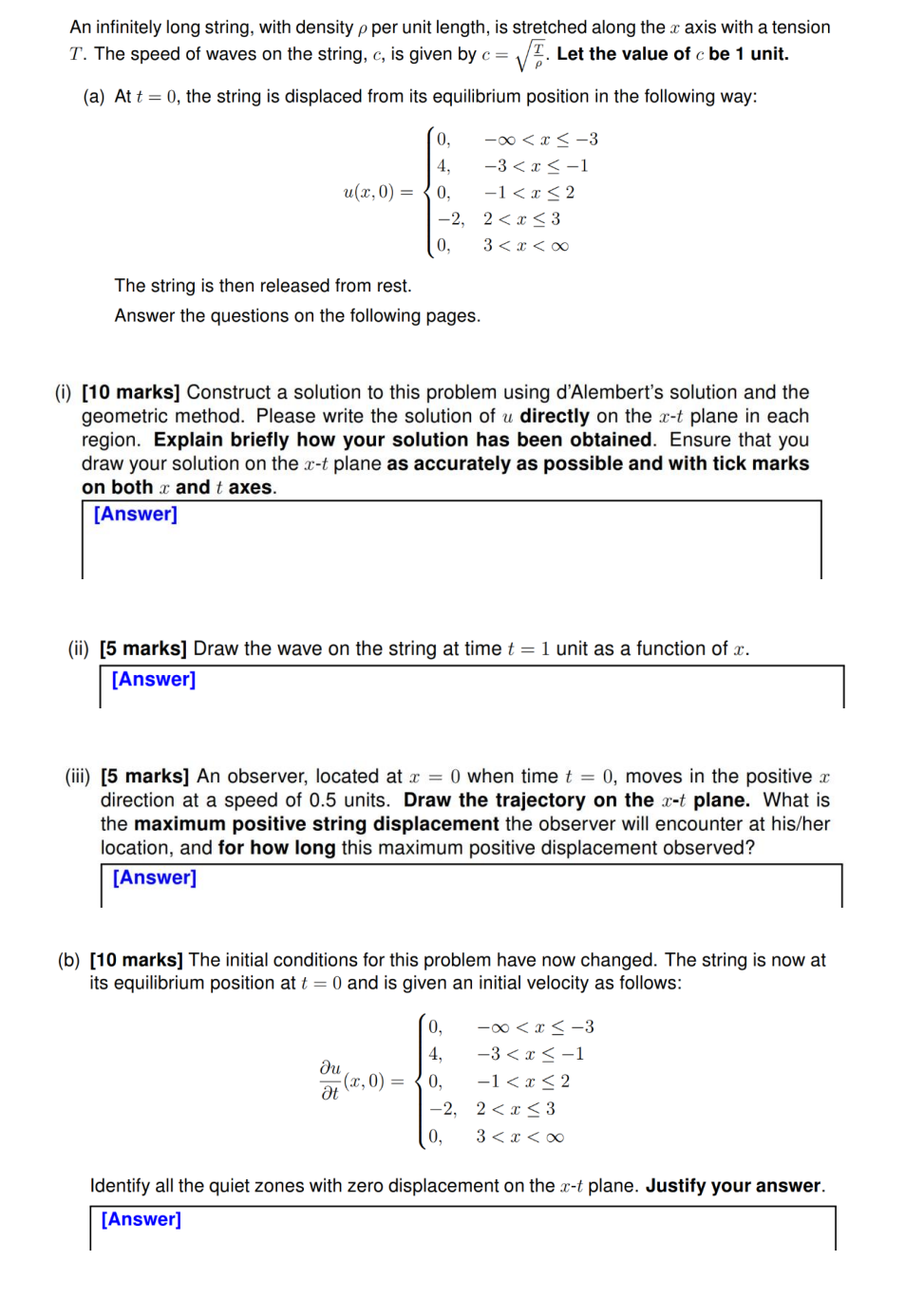 An infinitely long string, with density p per unit | Chegg.com