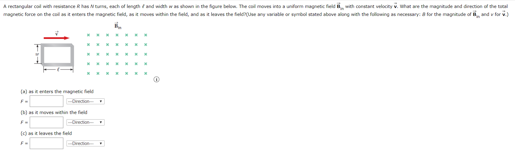 Solved A rectangular coil with resistance R has N turns, | Chegg.com