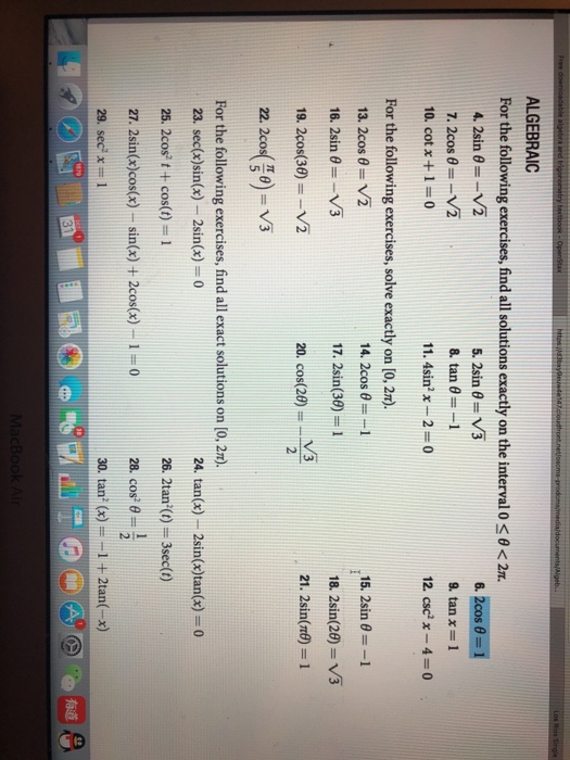 Solved ALGEBRAIC For the following exercises, find all | Chegg.com