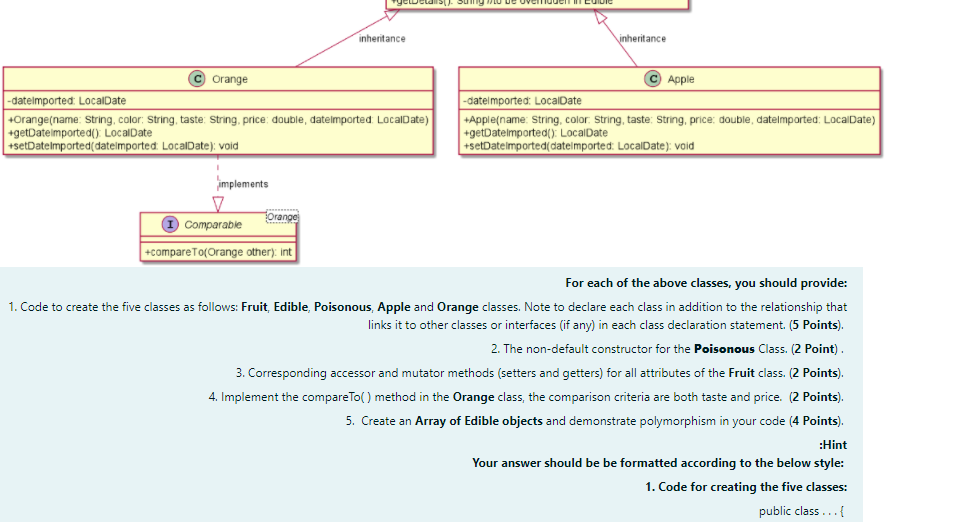 Solved Given the following UML Class Diagram that depicts | Chegg.com