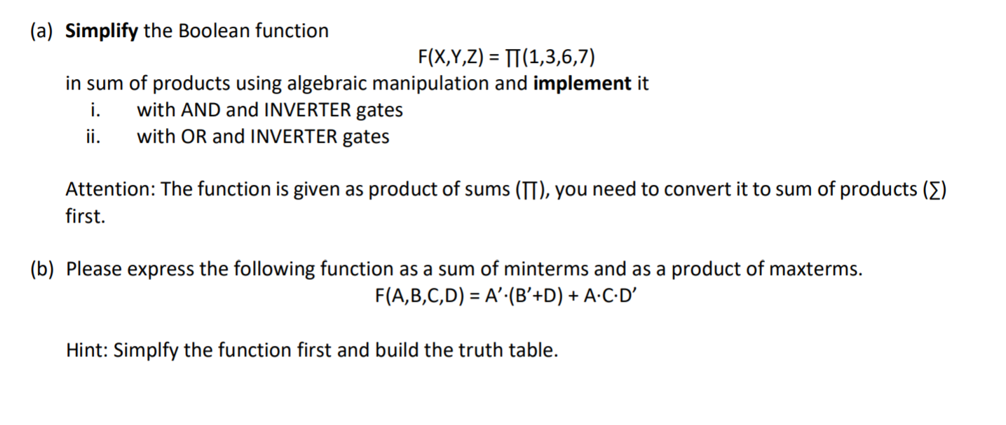 Solved (a) Simplify the Boolean function F(X,Y,Z) = | Chegg.com