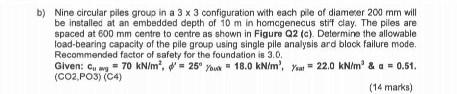 Solved b) Nine circular piles group in a 3 x 3 configuration | Chegg.com