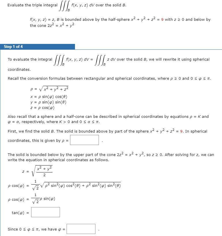 Solved Evaluate the triple integral SITE f(x, y, z) DV over | Chegg.com