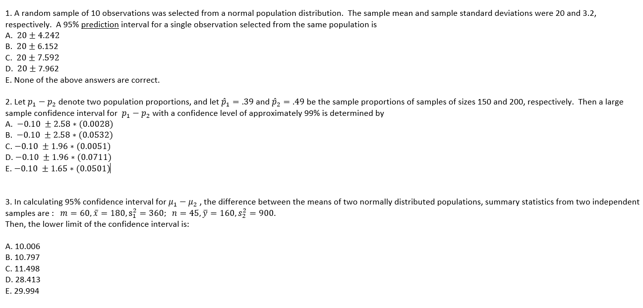 Solved 1. A random sample of 10 observations was selected | Chegg.com
