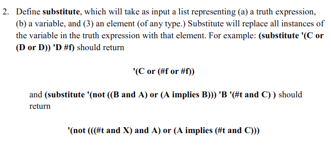 Solved Define substitute, which will take as input a list | Chegg.com