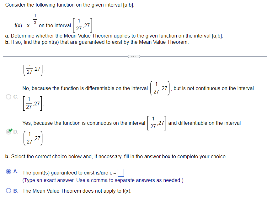 Solved Consider the following function on the given interval | Chegg.com