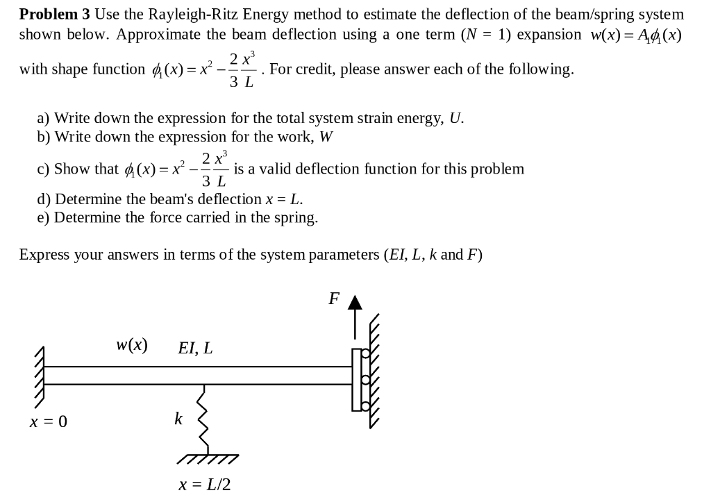 Solved Problem 3 Use the Rayleigh-Ritz Energy method to | Chegg.com