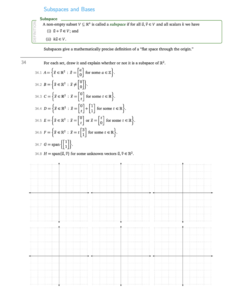 Solved Subspace A Non Empty Subset V⊆rn Is Called A Subspace 