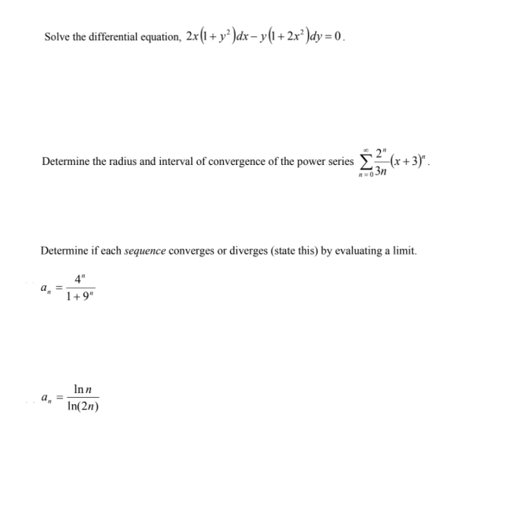 Solved Solve the differential equation, 2x (1+ y²)dx – | Chegg.com
