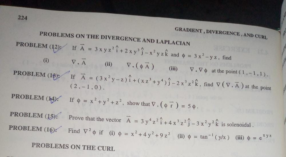 Solved 224 GRADIENT , DIVERGENCE, AND CURL ( (i) PROBLEMS ON | Chegg.com