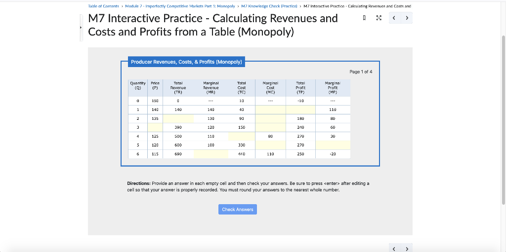 Solved M7 Interactive Practice - Calculating Revenues and व% | Chegg.com