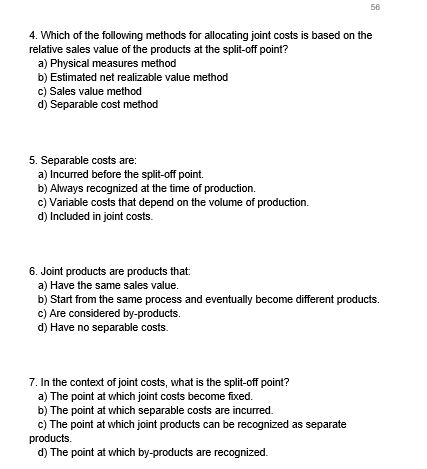 Solved Which of the following methods for allocating joint | Chegg.com