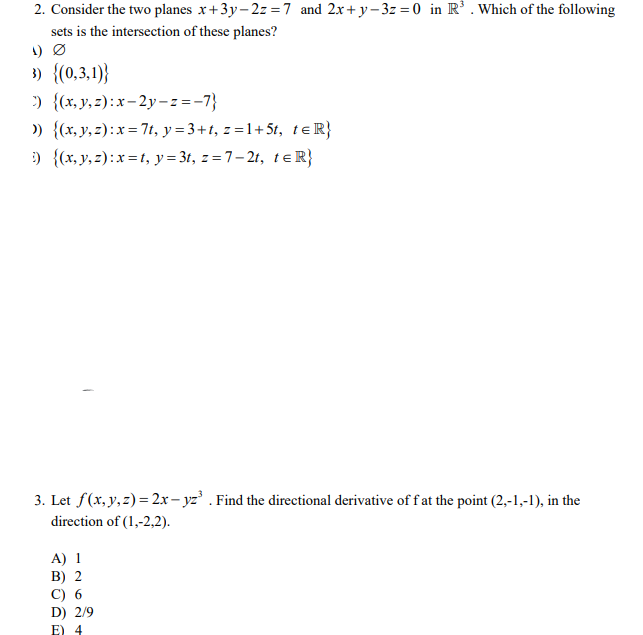 Solved 2. Consider the two planes x+3y-2z = 7 and 2x+y-3z = | Chegg.com