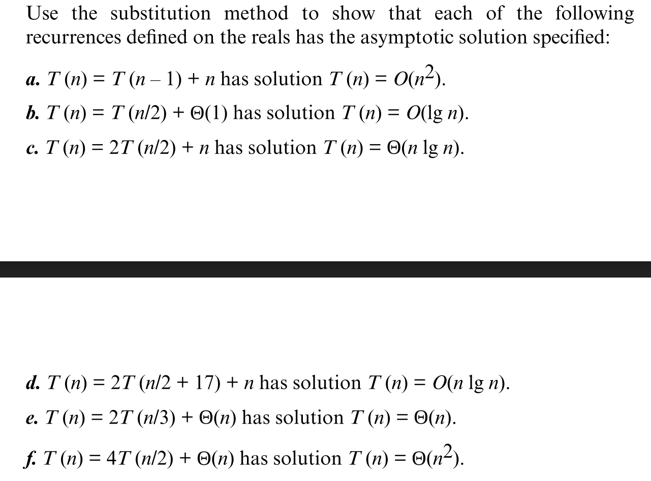 Solved Use the substitution method to show that each of the | Chegg.com