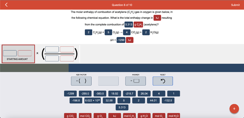 Solved The molar enthalpy of combustion of acetylene (C2H2) | Chegg.com