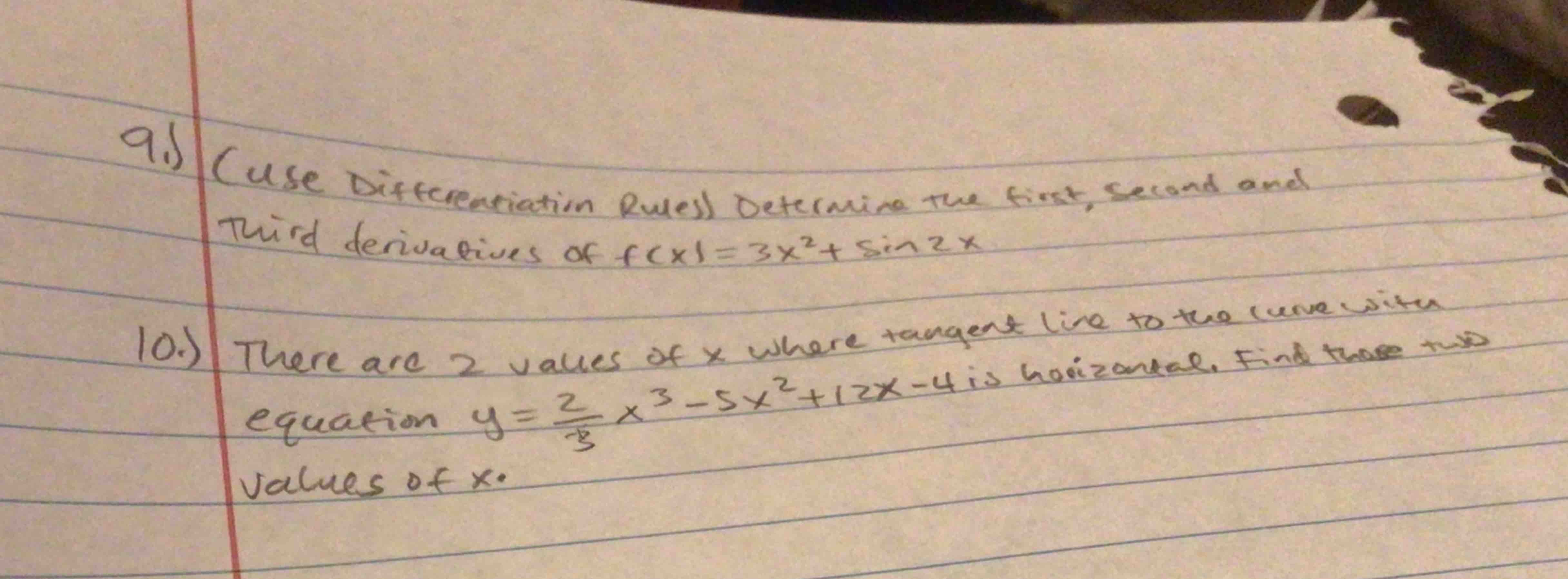 Solved 9.) ﻿Cuse Differentiation Rules) ﻿Determine the | Chegg.com