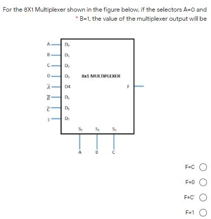 Solved For the 8X1 Multiplexer shown in the figure below, if | Chegg.com