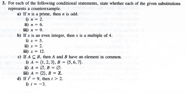 Solved 3. For each of the following conditional statements, | Chegg.com