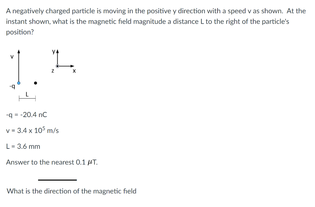 Solved A negatively charged particle is moving in the | Chegg.com