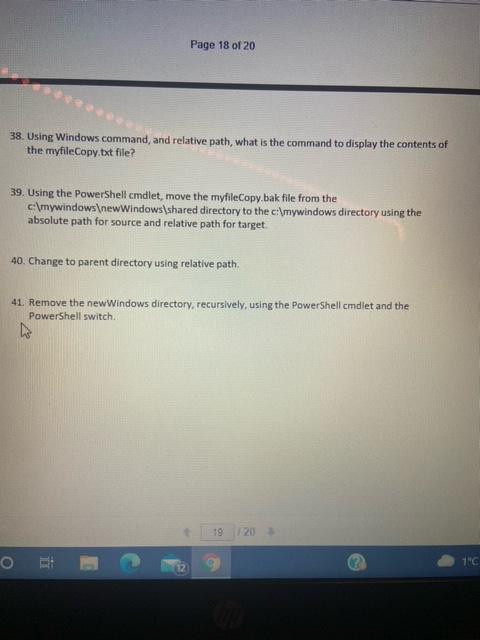 Solved Page 18 of 20 38. Using Windows command, and relative | Chegg.com