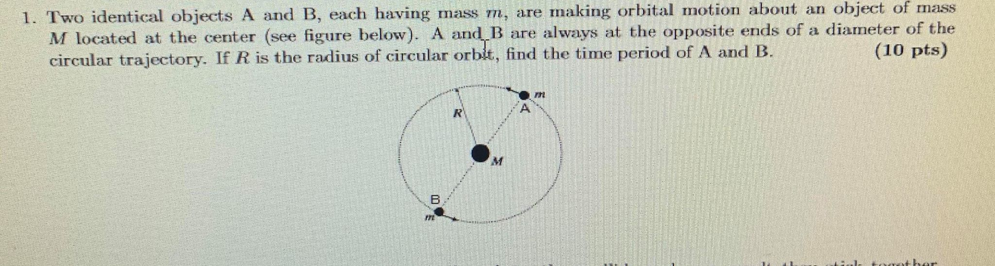 Solved 2 1. Two identical objects A and B, each having mass | Chegg.com
