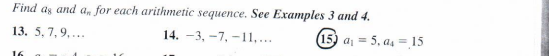 Solved Find a8 and an for each arithmetic sequence. See | Chegg.com