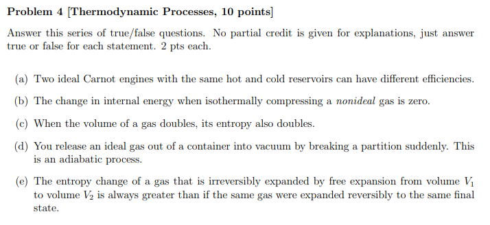 Solved Problem 4 [Thermodynamic Processes, 10 points] Answer | Chegg.com