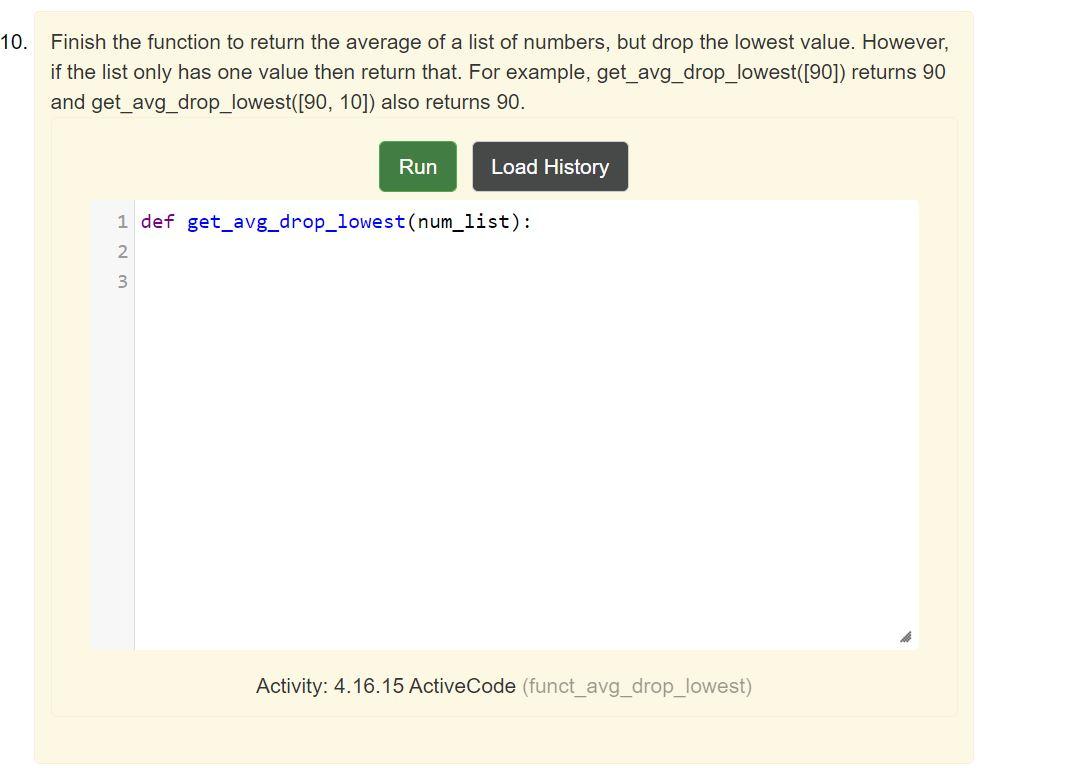 Solved Finish the function to return the average of a list | Chegg.com
