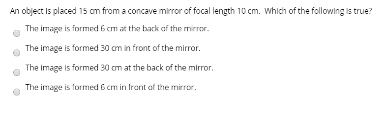 Solved An object is placed 15 cm from a concave mirror of | Chegg.com