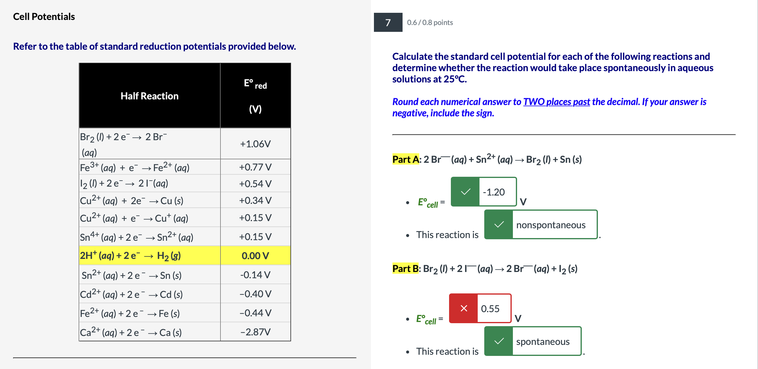 Solved Cell PotentialsRefer to the table of standard | Chegg.com