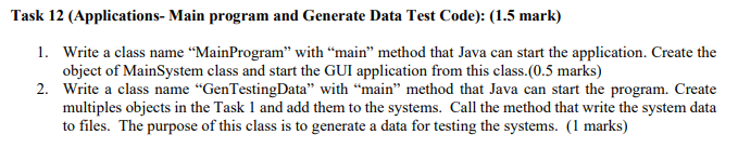 Task 12 (Applications- Main program and Generate Data | Chegg.com