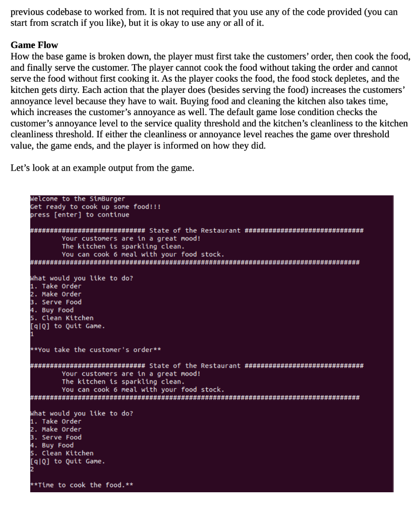 CSCI 1583 Homework 4: SimBurger Summary We have seen | Chegg.com