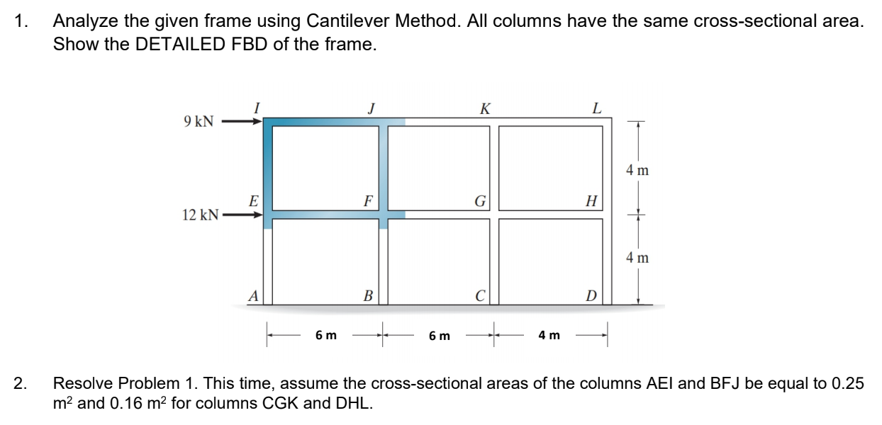 Solved 1. Analyze the given frame using Cantilever Method. | Chegg.com