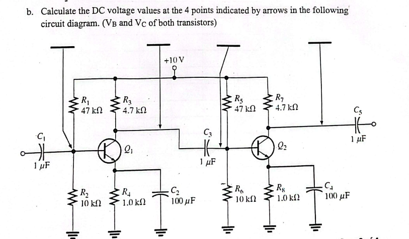 Solved b. ﻿Calculate the DC voltage values at the 4 ﻿points | Chegg.com