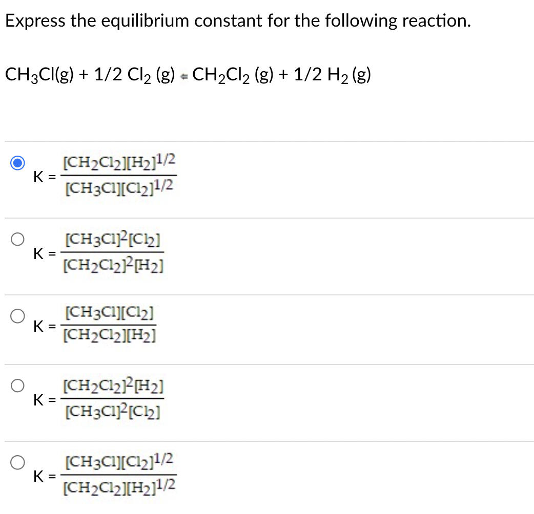 Solved Express the equilibrium constant for the following | Chegg.com
