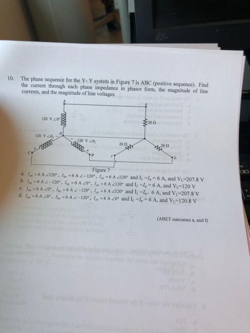 Solved The phase sequence for the Y- Y system in Figure 7 is | Chegg.com