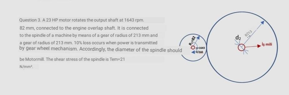 Solved d2 R213 Question 3. A 23 HP motor rotates the output | Chegg.com