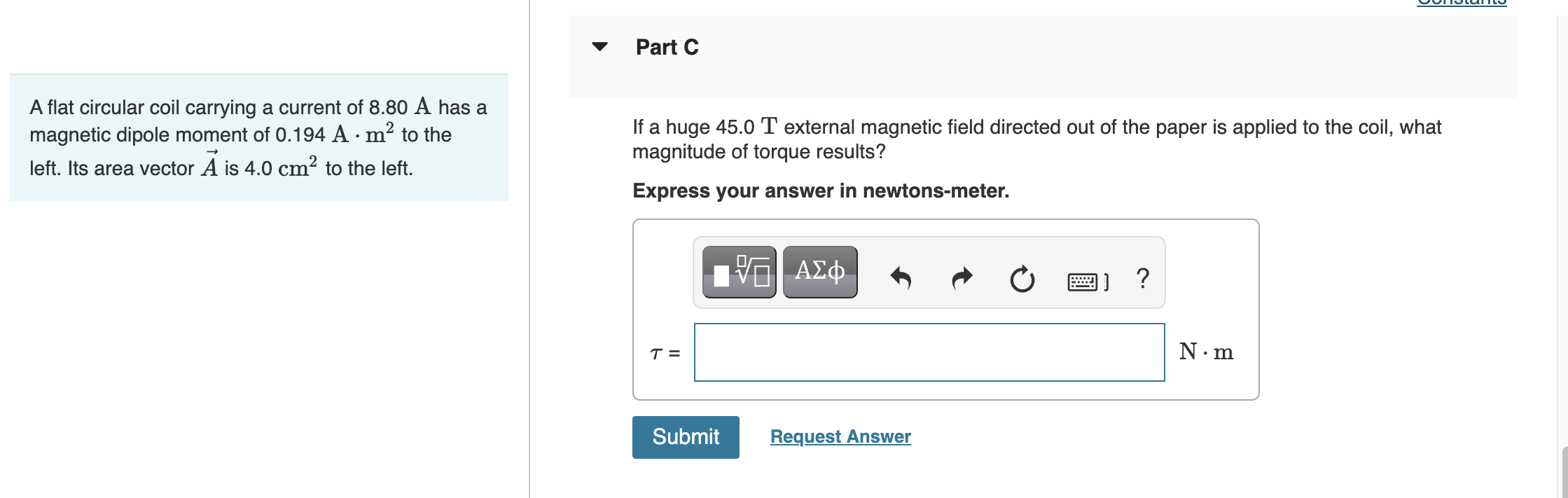 Solved A flat circular coil carrying a current of 8.80 A has | Chegg.com