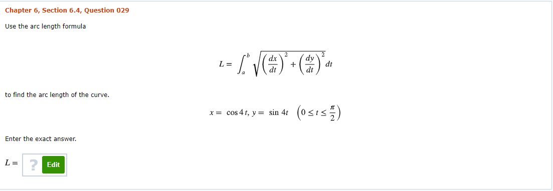 Solved Chapter 6, Section 6.4, Question 029 Use the arc | Chegg.com
