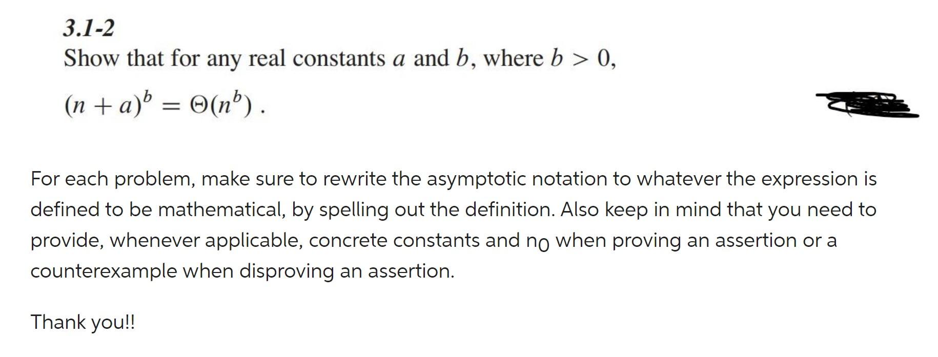 Solved 3.1-2 Show that for any real constants a and b, where | Chegg.com