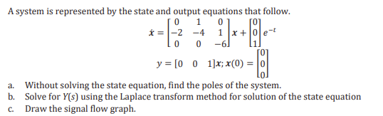 Solved A system is represented by the state and output | Chegg.com