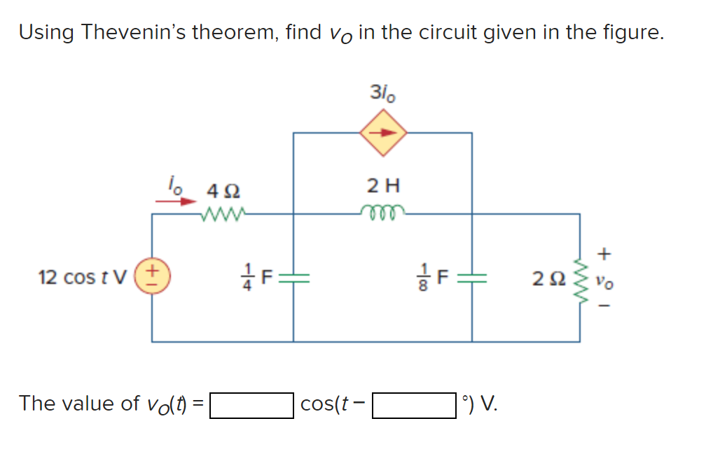 Solved Using Thevenin's theorem, find vO in the circuit | Chegg.com