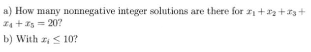 Solved a) How many nonnegative integer solutions are there | Chegg.com