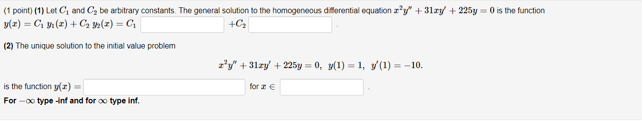 Solved (1 point) (1) Let C and C2 be arbitrary constants. | Chegg.com
