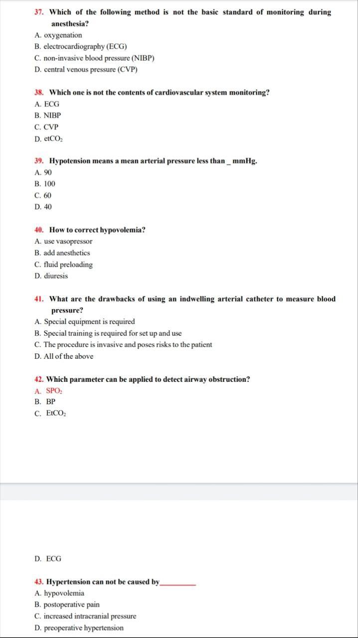 Solved These Mcqs are from Anesthesia Subject from MBBS, | Chegg.com