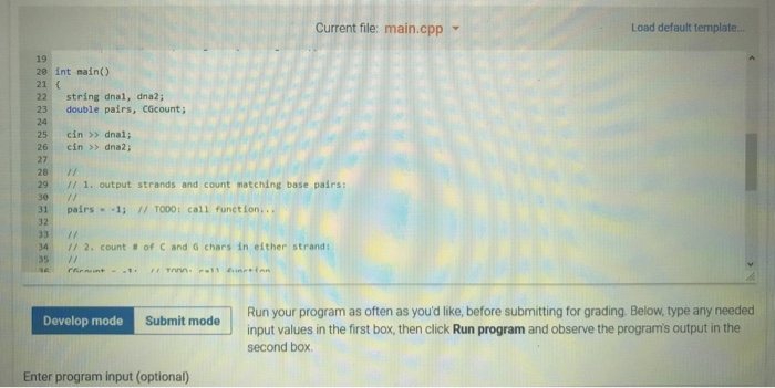 Solved 6.24 Lab07-02: DNA analysis with functions Summary in | Chegg.com